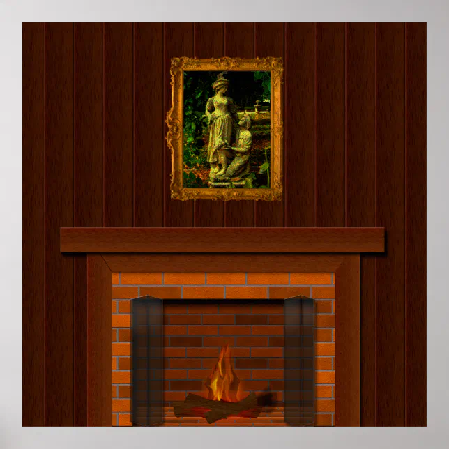 Fake Fireplace Halloween Haunted House Props Poster | Zazzle