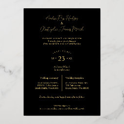 Fake Golden Luxury Filigree 4 Pictures Wedding Foil Invitation | Zazzle