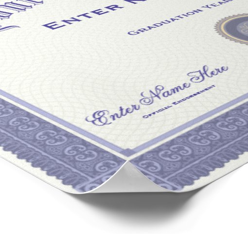 Fake Graduation Diploma Your Text Poster | Zazzle