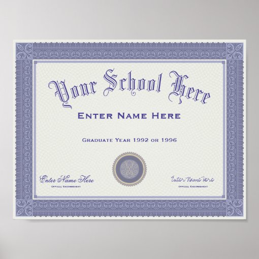Fake Graduation Diploma Your Text Poster | Zazzle
