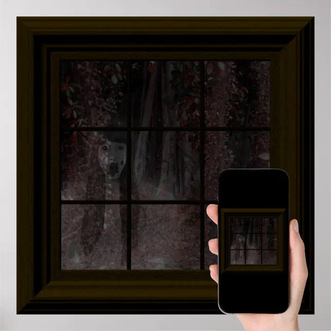 Fake Window Ghost In Woods Halloween Haunted House Poster | Zazzle