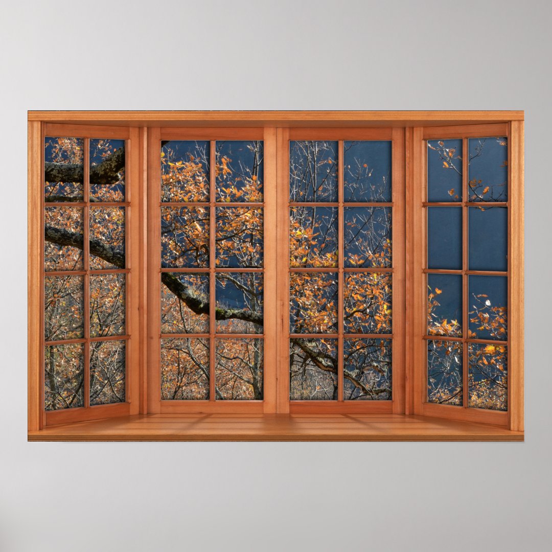 Fake Window Illusion - Autumn Tree Branches Poster | Zazzle