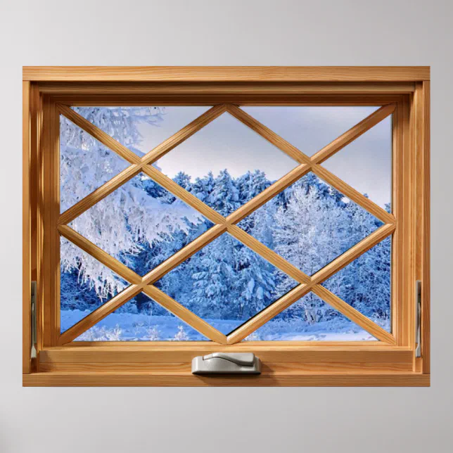 Fake Window Illusion - Fresh Snow Scene Poster | Zazzle