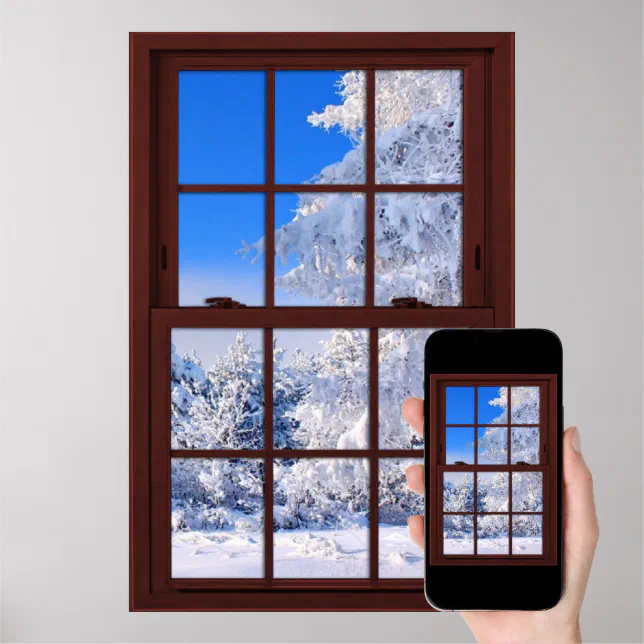 Fake Window Illusion - Fresh Snow Scene Poster | Zazzle