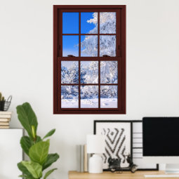 Fake Window Illusion - Fresh Snow Scene Poster | Zazzle