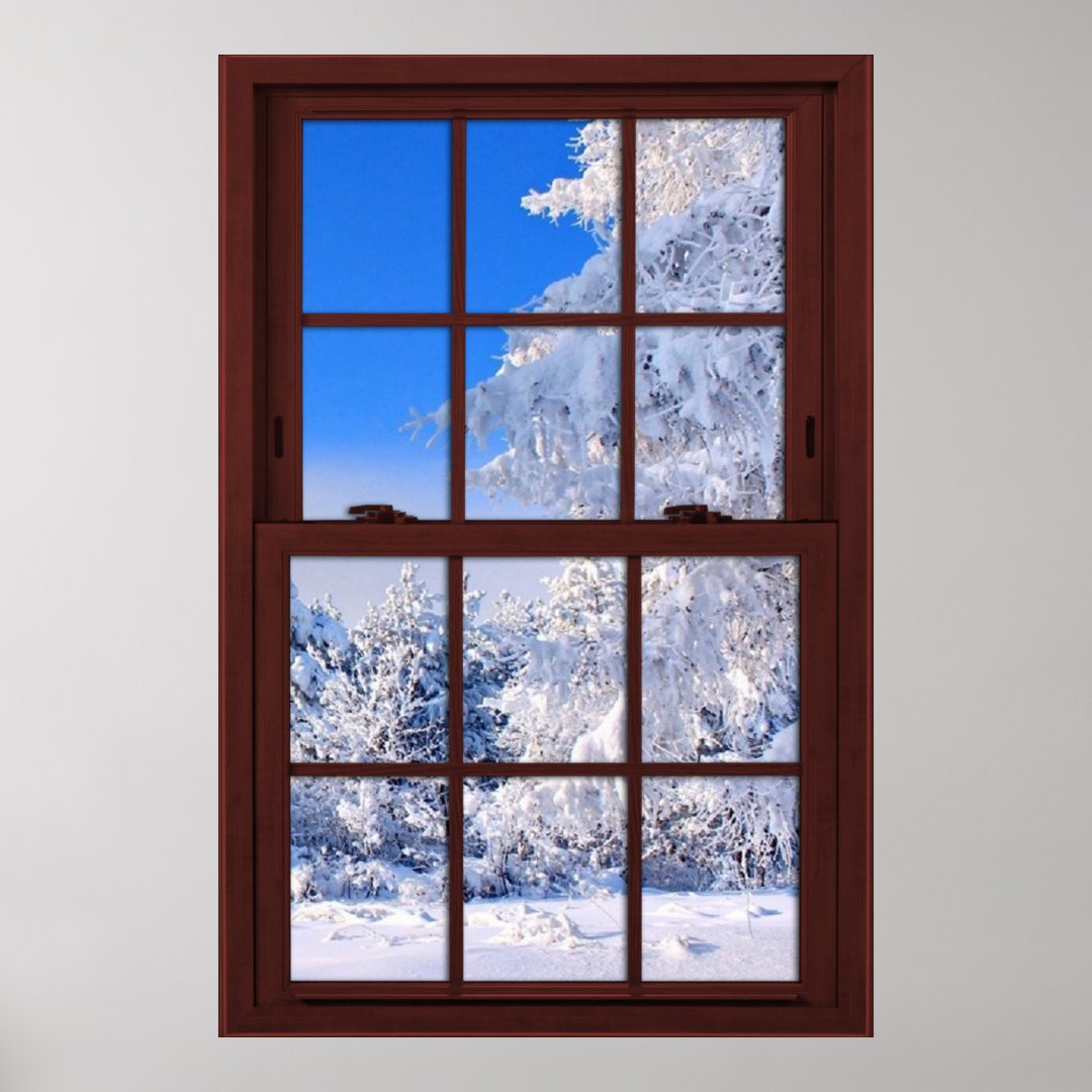 Fake Window Illusion - Fresh Snow Scene Poster | Zazzle