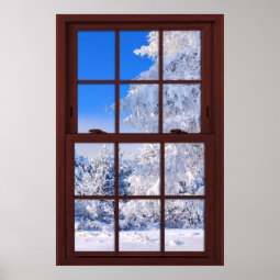 Fake Window Illusion - Fresh Snow Scene Poster | Zazzle