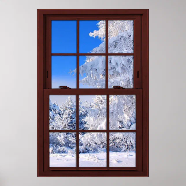Fake Window Illusion - Fresh Snow Scene Poster | Zazzle