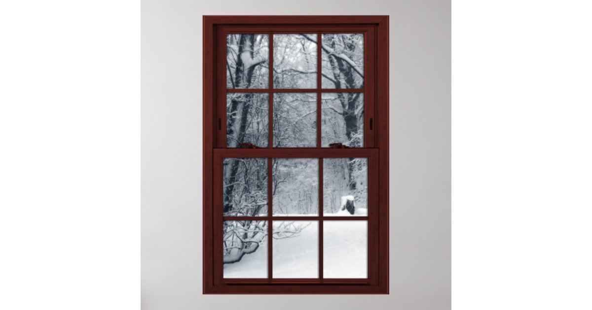 Fake Window Illusion - Fresh Snow Scene Poster | Zazzle