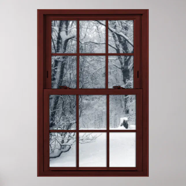Fake Window Illusion - Fresh Snow Scene Poster | Zazzle