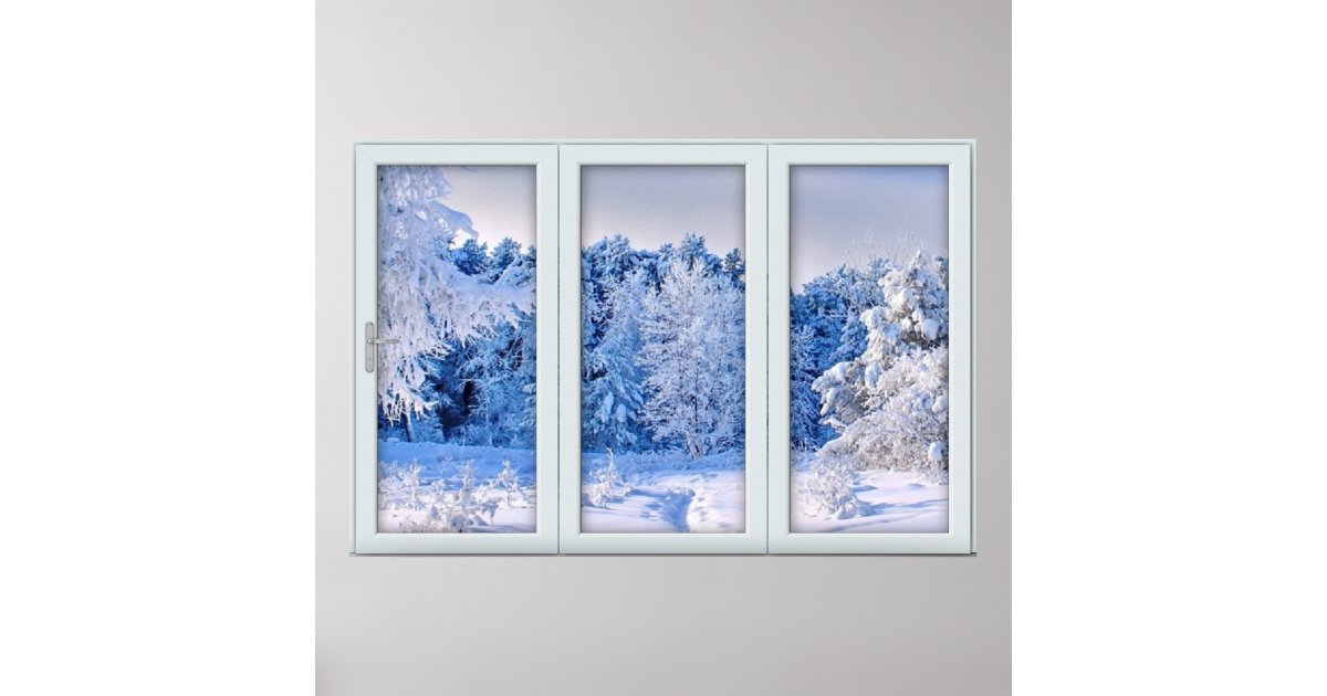 Fake Window Illusion - Fresh Snow Scenery Poster | Zazzle