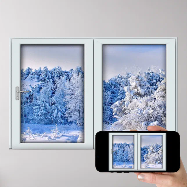 Fake Window Illusion - Fresh Snow Scenery Poster | Zazzle
