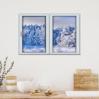Fake Window Illusion - Fresh Snow Scenery Poster | Zazzle