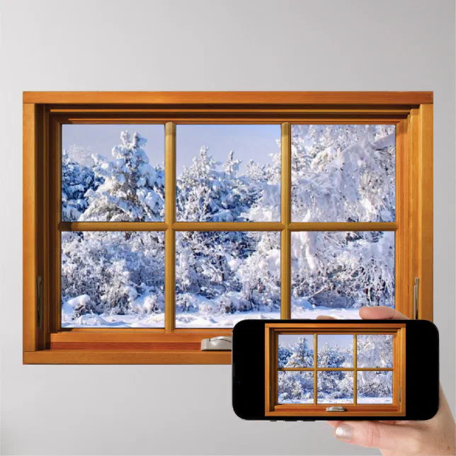 Fake Window Illusion - Fresh Snow View Poster | Zazzle