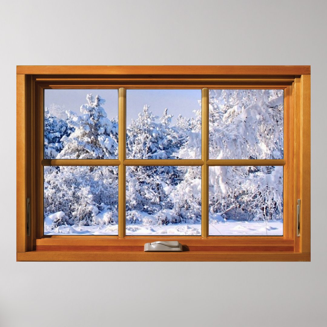 Fake Window Illusion - Fresh Snow View Poster | Zazzle