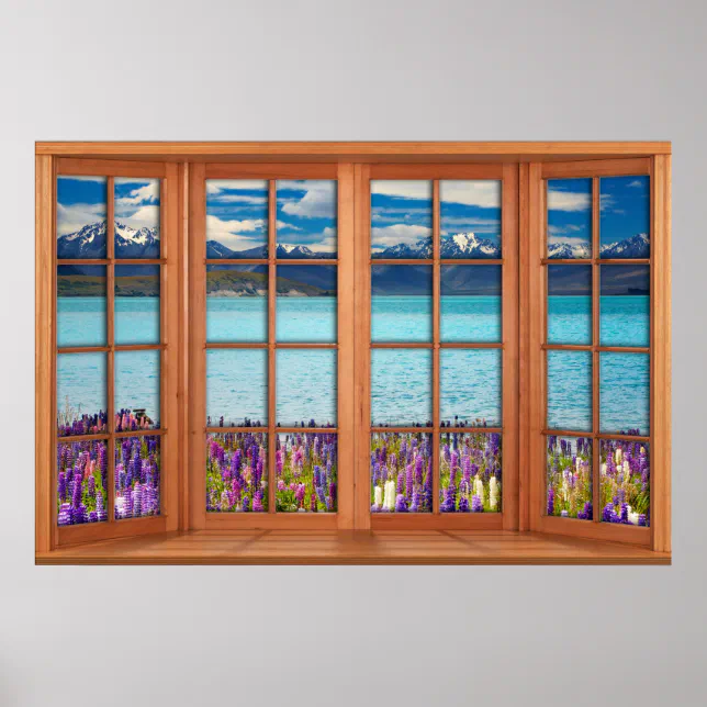 Fake Window Illusion - Mountain Lake in the Spring Poster | Zazzle