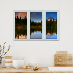 Fake Window Illusion - Mountain Reflection VIew Poster | Zazzle