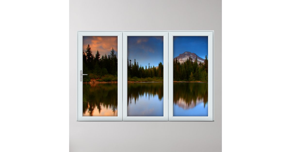 Fake Window Illusion - Mountain Reflection VIew Poster | Zazzle