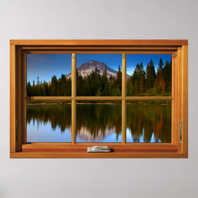 Fake Window Illusion - Mountain Reflection VIew Poster | Zazzle