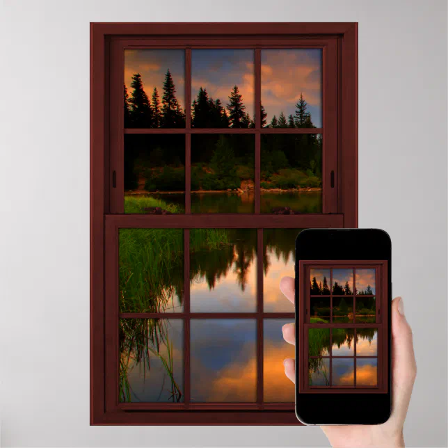 Fake Window Illusion with a Lake Reflection Scene Poster | Zazzle
