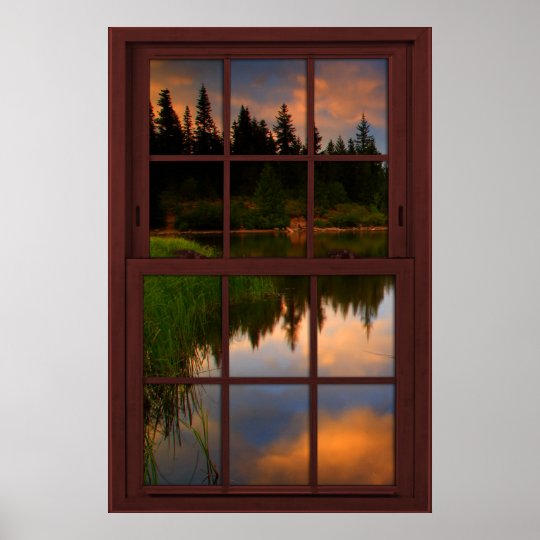 Fake Window Illusion with a Lake Reflection Scene Poster | Zazzle.com