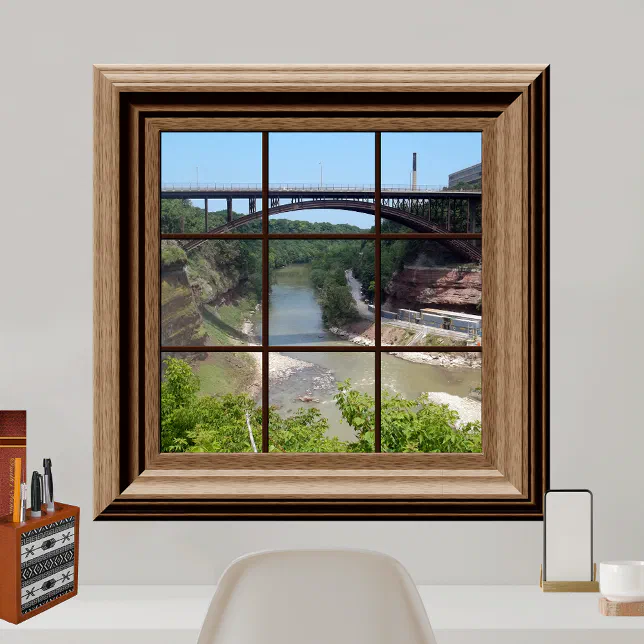 Fake Window Poster River Bridge Relaxing | Zazzle