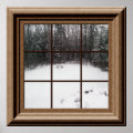 Fake Window Poster Winter Snow Scene With Trees | Zazzle