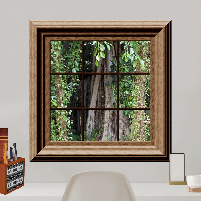 Fake Window Scene Poster View Of Trees Wall Art | Zazzle