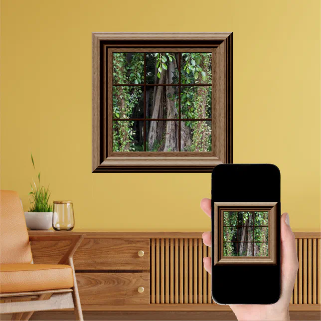 Fake Window Scene Poster View Of Trees Wall Art | Zazzle