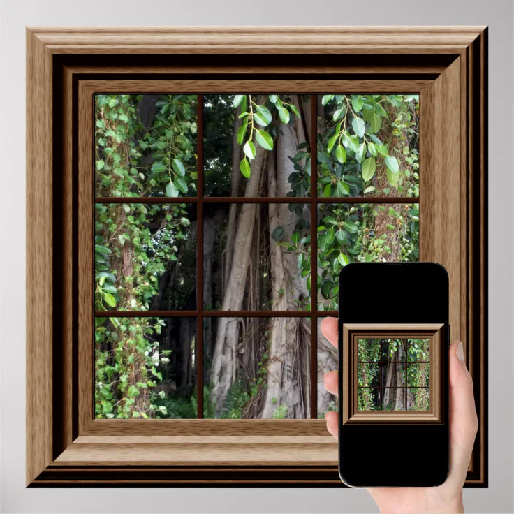 Fake Window Scene Poster View Of Trees Wall Art | Zazzle