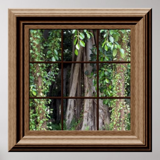 Fake Window Scene Poster View Of Trees Wall Art | Zazzle