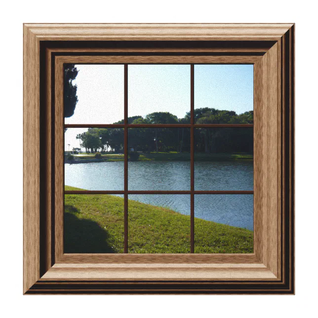 Fake Window View Lake Landscape Canvas Wall Art | Zazzle