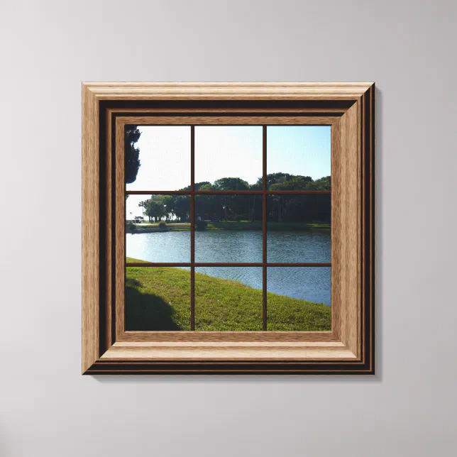 Fake Window View Lake Landscape Canvas Wall Art | Zazzle