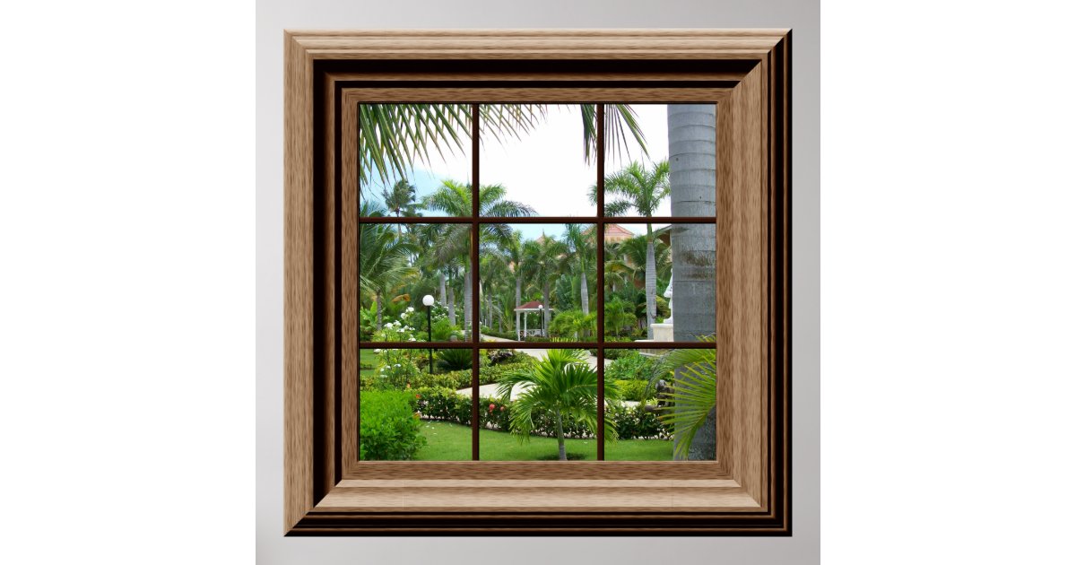 Fake Window View Tropical Landscape Relaxing Poster | Zazzle