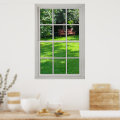 Fake Window - White Wood Frame - Backyard View Poster | Zazzle