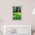 Fake Window - White Wood Frame - Backyard View Poster | Zazzle