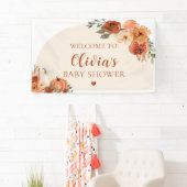 Fall A Little Pumpkin Autumn Floral Baby Shower Banner | Zazzle