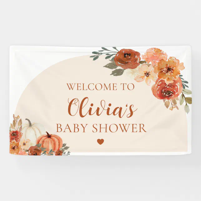 Fall A Little Pumpkin Autumn Floral Baby Shower Banner | Zazzle