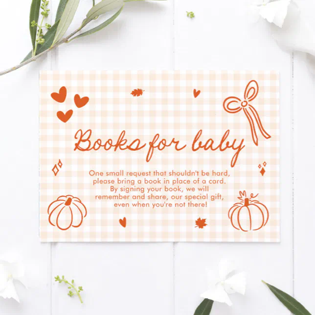 Fall A Little Pumpkin Baby Shower Books For Baby Enclosure Card | Zazzle