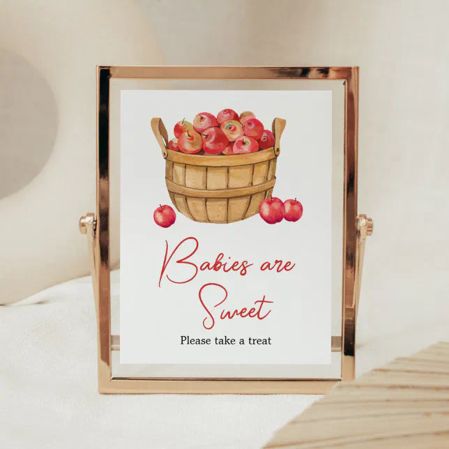 Fall Apple Basket Baby Shower Babies are Sweet Poster | Zazzle