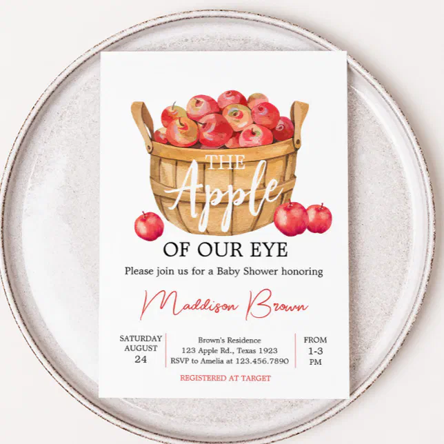 Fall Apple Basket Baby Shower Invitation | Zazzle