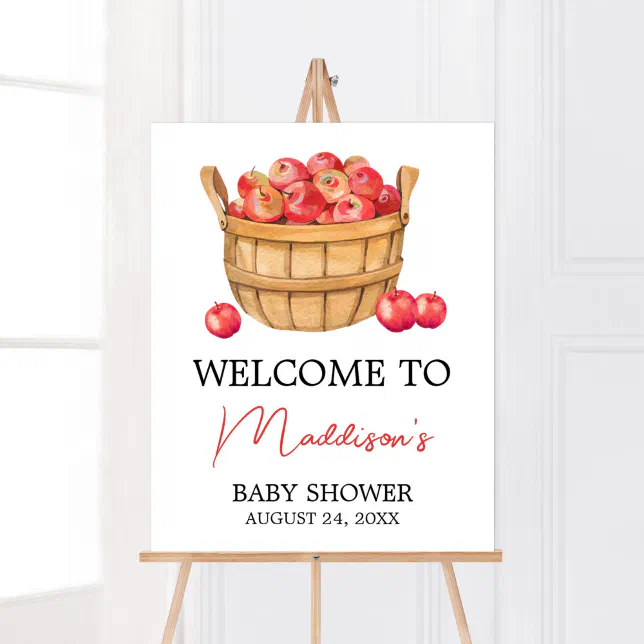 Fall Apple Basket Baby Shower Welcome Poster | Zazzle
