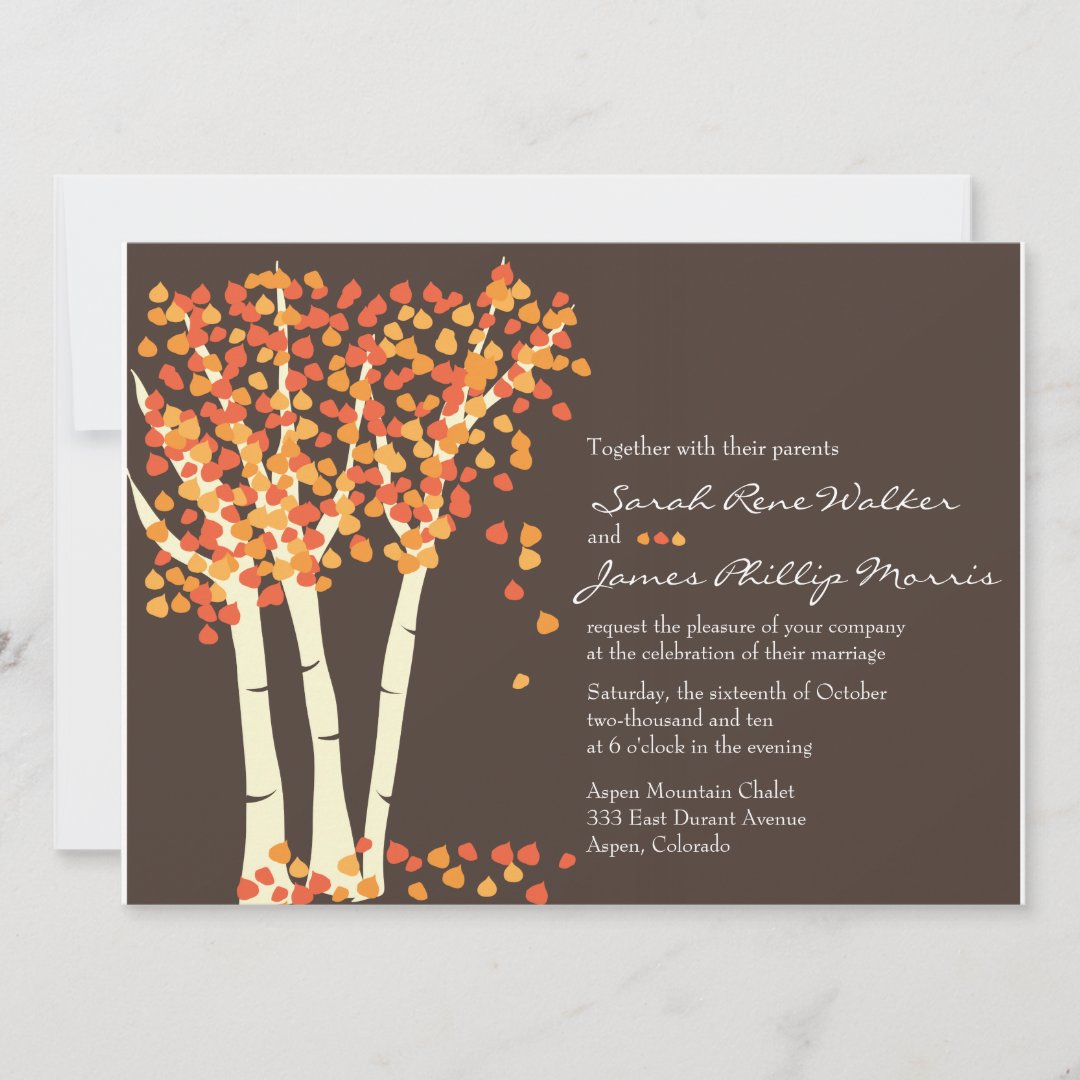 Fall Aspen Tree Wedding Invitation | Zazzle