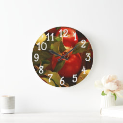 Fall Autumn Apples Design Kitchen Wall Clock | Zazzle