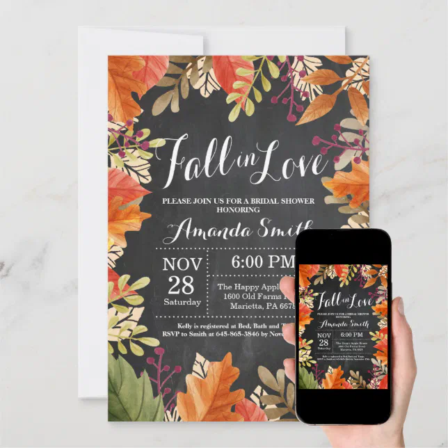 Fall Autumn Bridal Shower Invitation | Zazzle