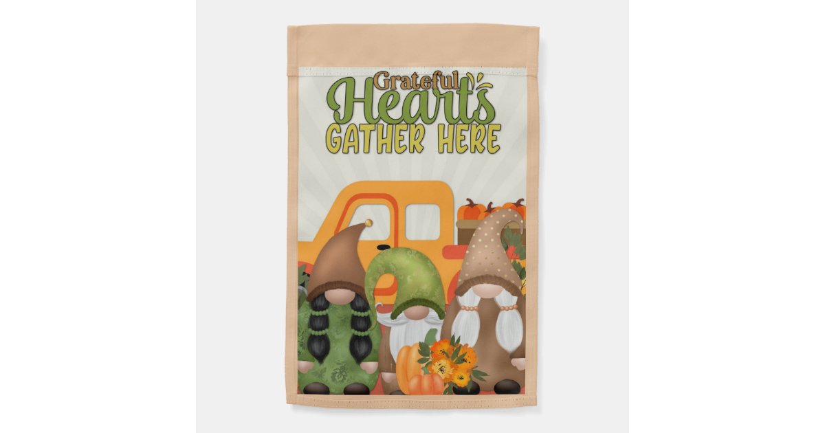 Fall Autumn Cute Grateful Gnome Garden Flag | Zazzle