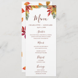 Fall Autumn Dinner Menu template | Zazzle