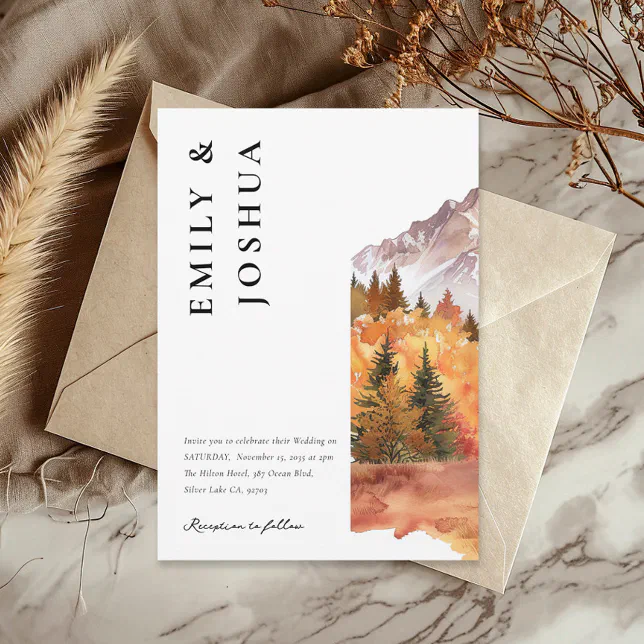 Fall Autumn Elegant Wedding Invitation | Zazzle