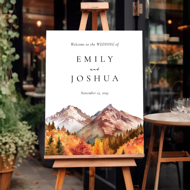 Fall Autumn Elegant Wedding Welcome Sign | Zazzle