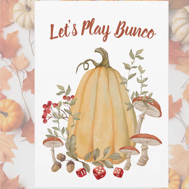 Fall Autumn Floral Pumpkin Bunco Invitation | Zazzle